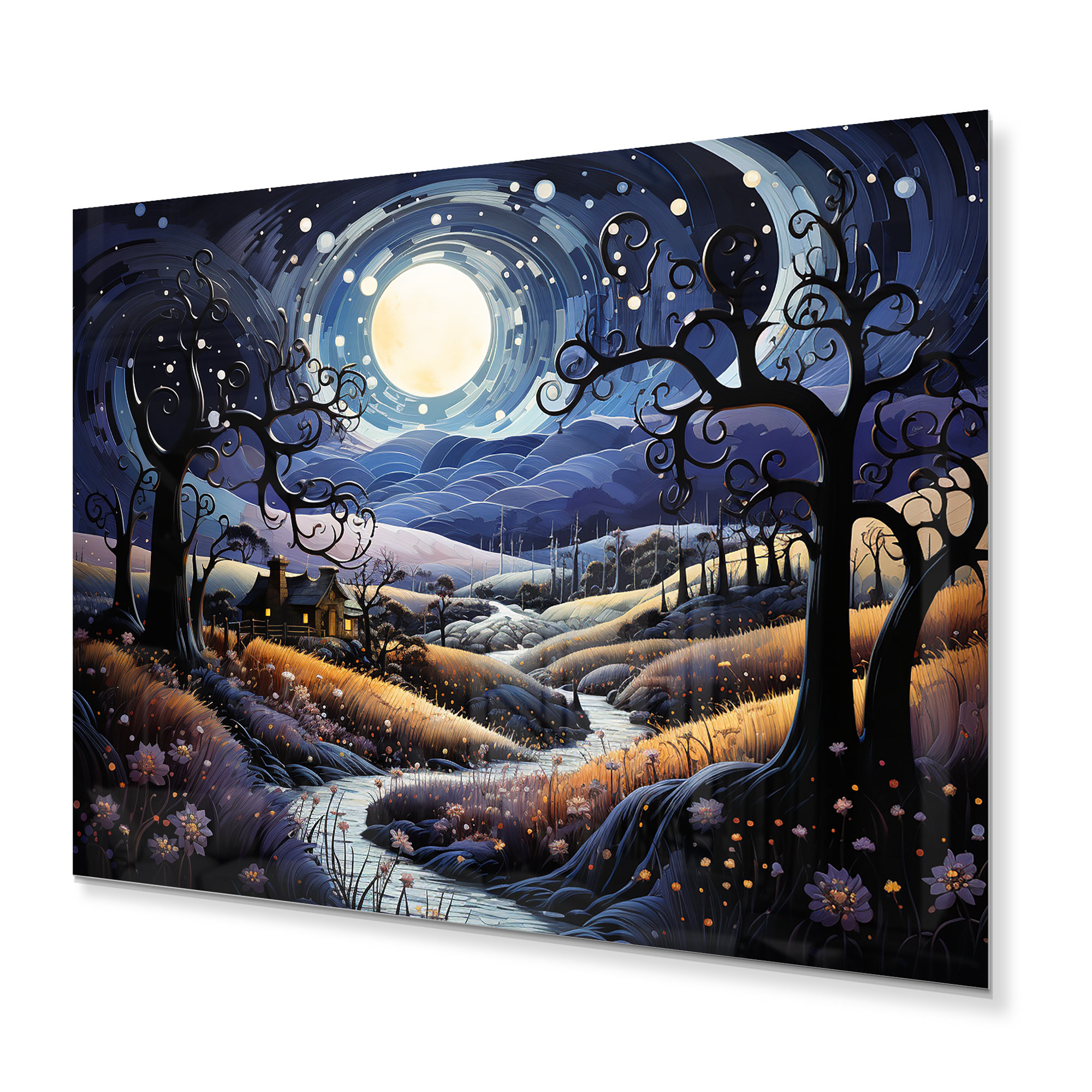 Red Barrel Studio® Countryside Nightfall Patchwork Landscape II - Print on Metal | Wayfair